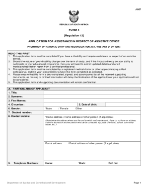 Fillable Online FORM 4 Regulation 12 APPLICATION FOR ASSISTANCE ... Fax ...