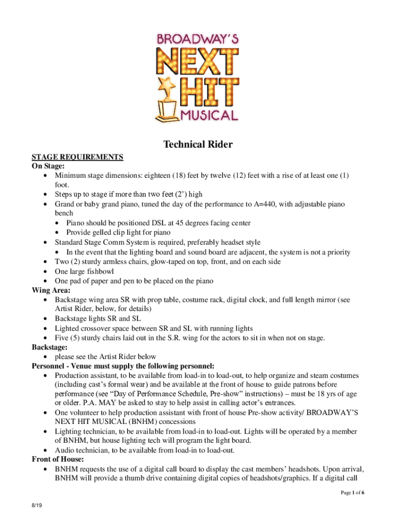 Fillable Online SOCRATES SAMPLE TECHNICAL RIDER Fax Email Print - pdfFiller