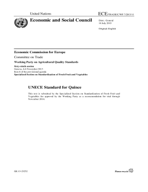 Fillable Online UNECE Standard for Quince Fax Email Print - pdfFiller