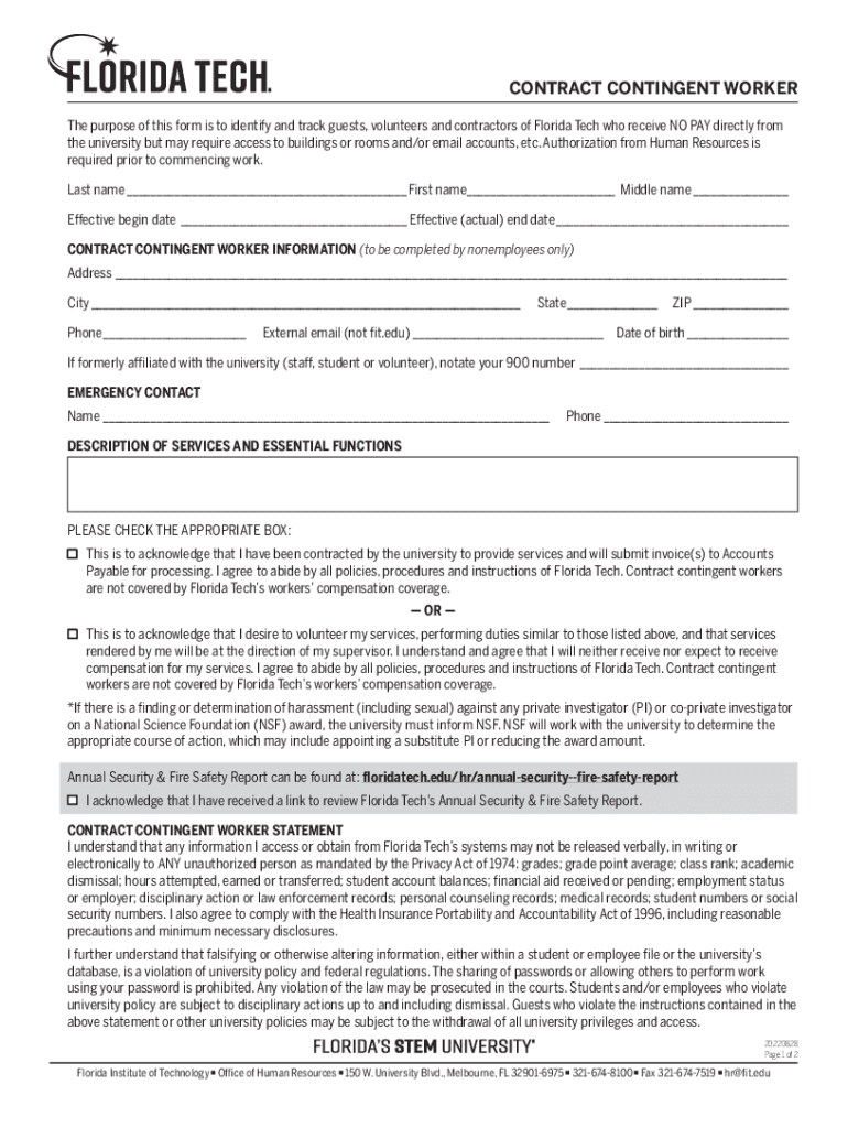 Fillable Online Contract Employee Registration Form Fax Email Print ...