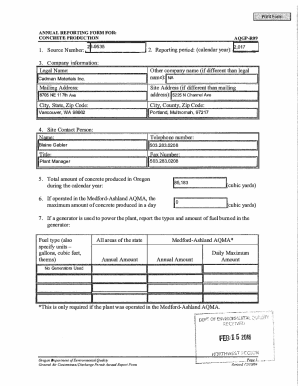 Fillable Online annual reporting form for - Department of Environmental ...