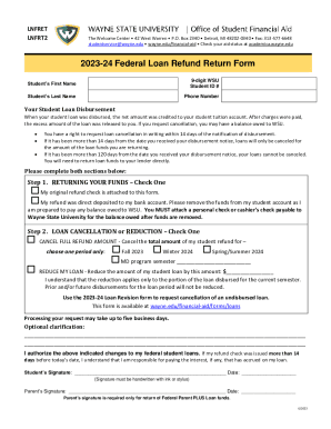 Fillable Online 2023-24 Federal Loan Refund Return Form Fax Email Print ...