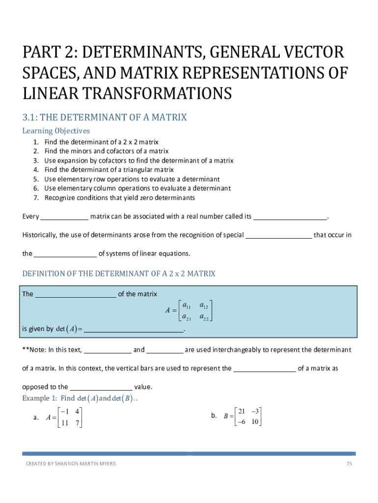 Fillable Online Linear AlgebraPart 3: Vector SpacesDirect Sums Fax ...
