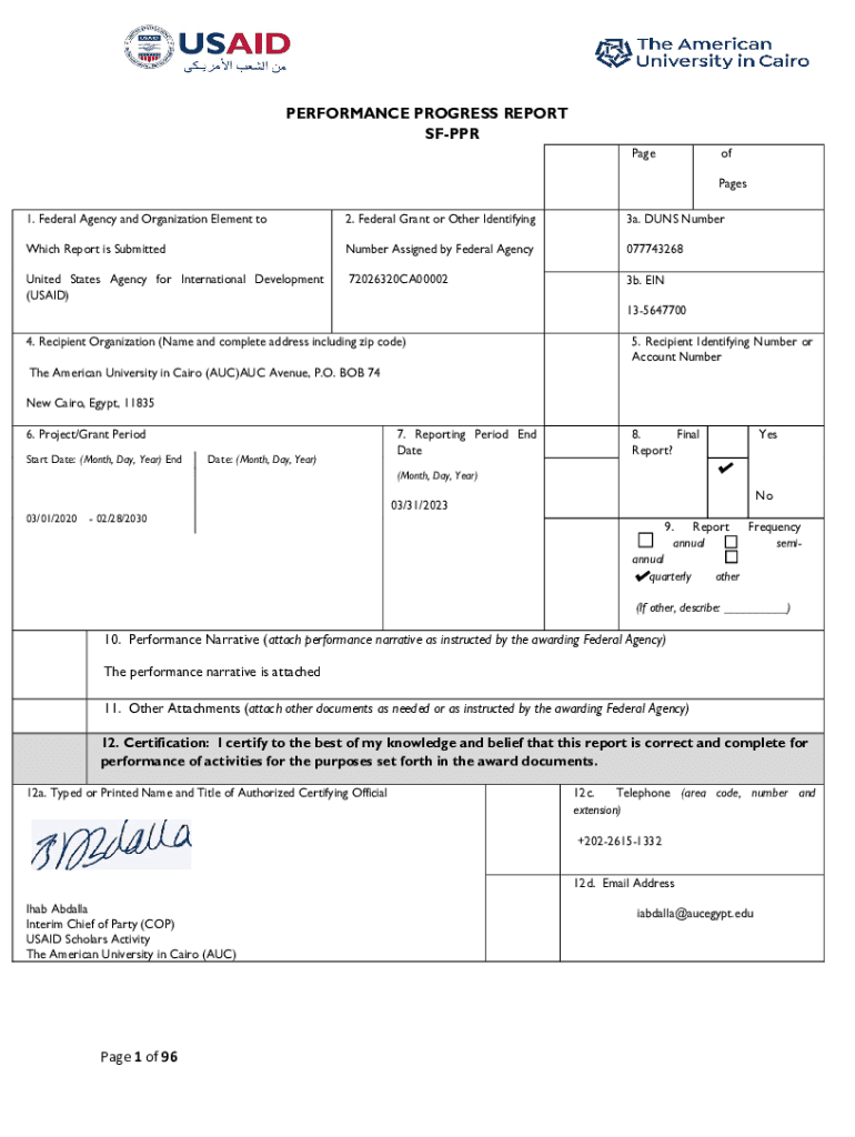 Fillable Online pdf usaid SF-PPR-2 (Cover Page Continuation) Fax Email ...