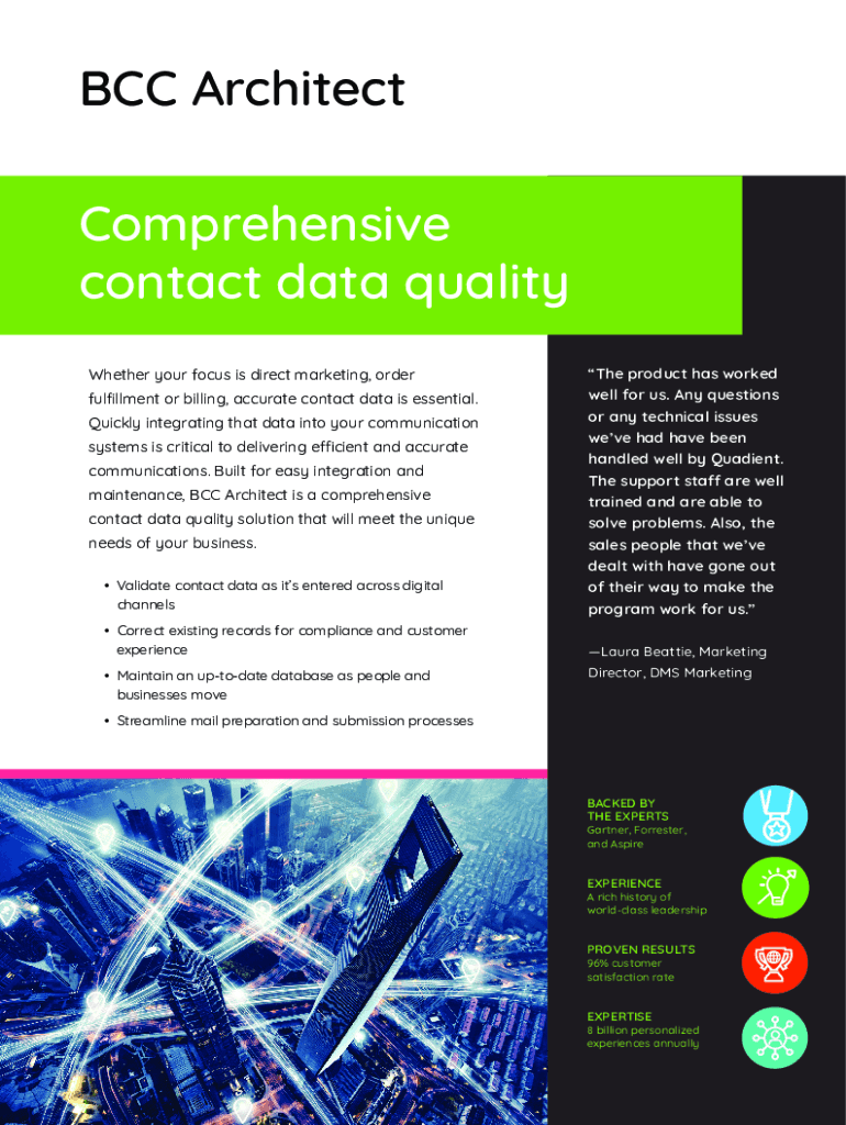 Fillable Online BCC Architect - Comprehensive Address Data Quality ... Fax Email Print - pdfFiller