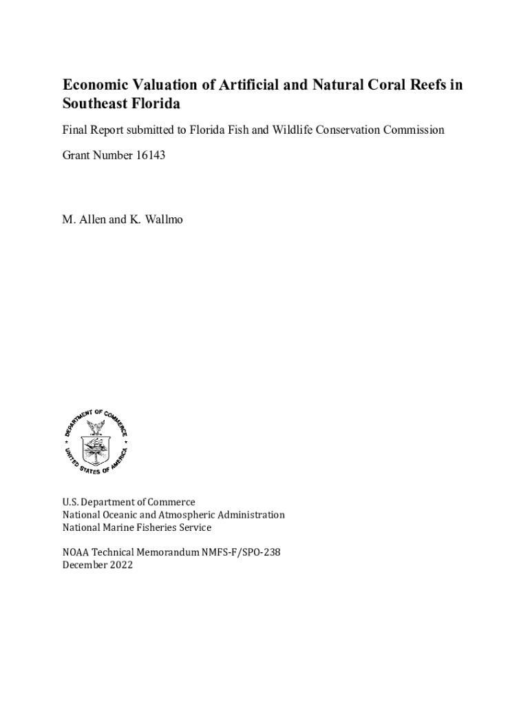 Fillable Online spo nmfs noaa Economic Valuation of Artificial and ...