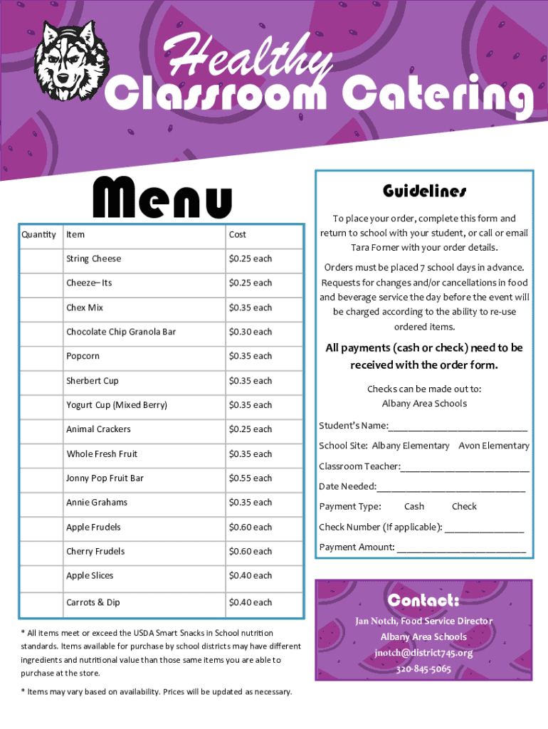 Fillable Online Classroom Catering Fax Email Print - pdfFiller