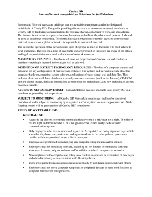 Fillable Online Crosby ISD Internet/Network Acceptable Use Policy for ...
