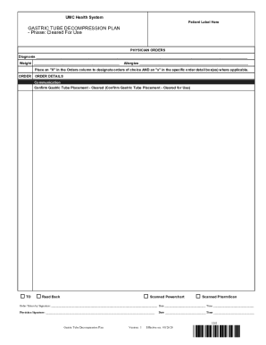 Fillable Online GASTRIC TUBE DECOMPRESSION PLAN Fax Email Print - pdfFiller