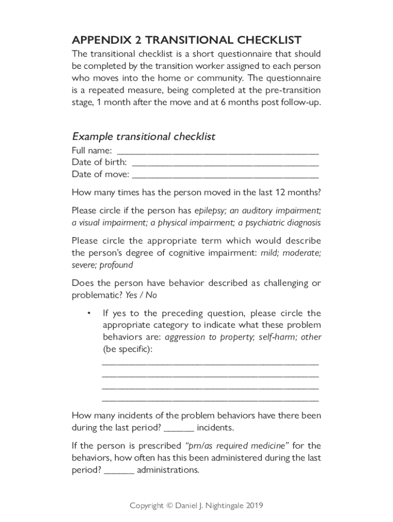 Fillable Online appendix 2 transitional checklist Fax Email Print - pdfFiller