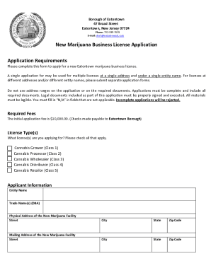 Fillable Online New Marijuana Business License Application Application ...
