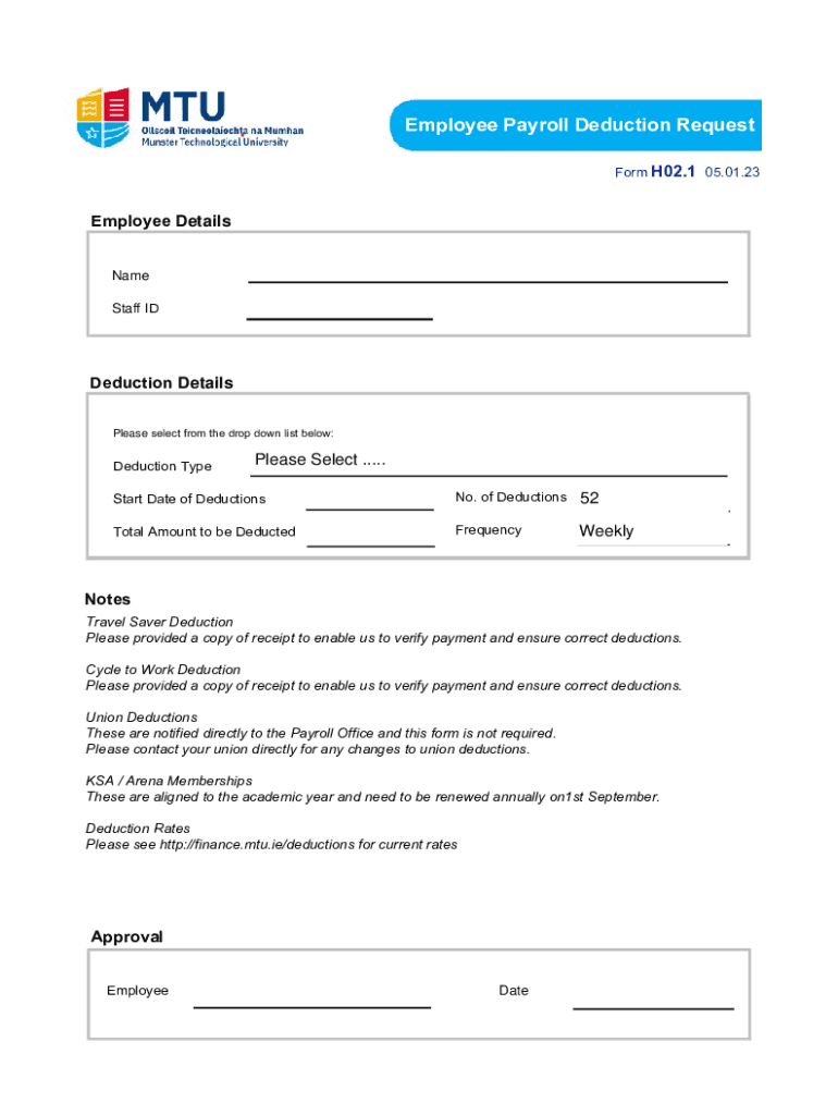 Fillable Online H02.1 - Employee Payroll Deduction Form 05.01.23.pdf ...