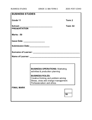 Fillable Online GRADE 11 SBA TERM 2 Fax Email Print - pdfFiller