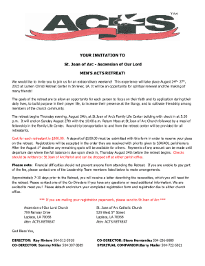 Fillable Online Ascension of Our Lord MEN'S ACTS RETREAT! Fax Email Print - pdfFiller