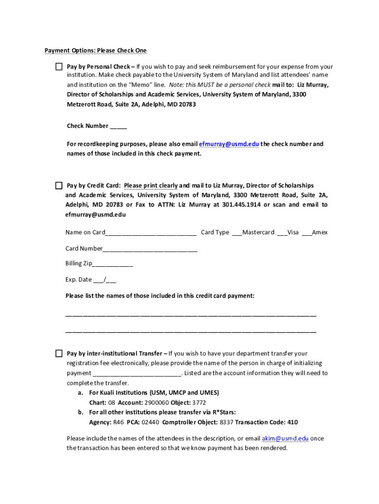 Fillable Online Payment Options: Please Check OnePay by Personal ...