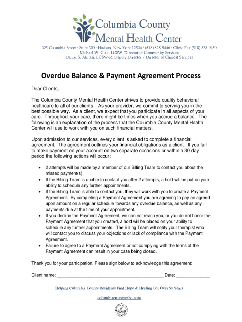 Fillable Online Overdue Balance & Payment Agreement Process Fax Email ...