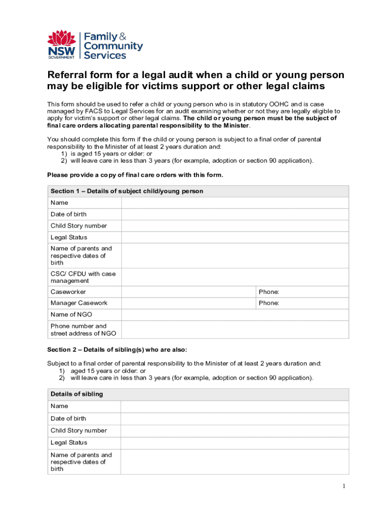Fillable Online Editable FACS Referral for a legal audit. This form ...