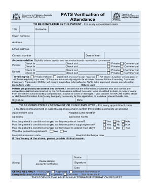 Fillable Online PATS-Verification-of-Attendance-Form. ... Fax Email ...