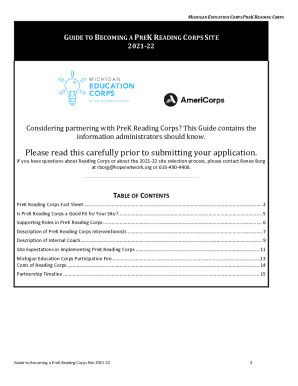 Fillable Online READING CORPS PREK FACT SHEET Fax Email Print - pdfFiller