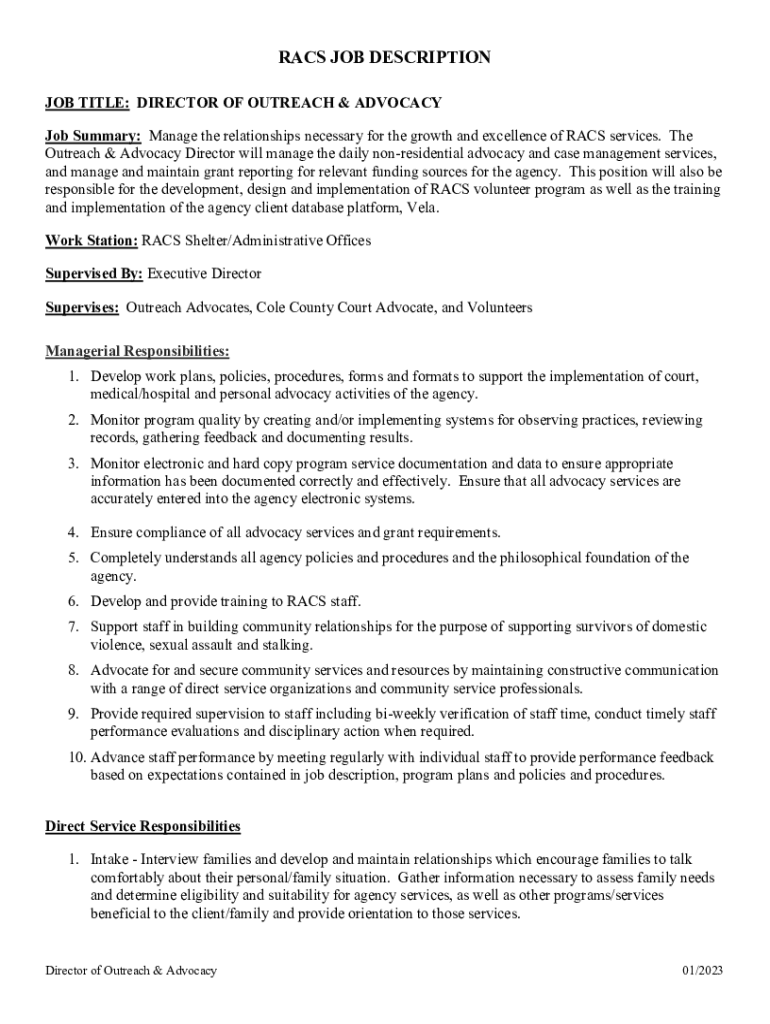 Fillable Online RACS - Refugee Advice and Casework Service's post Fax ...