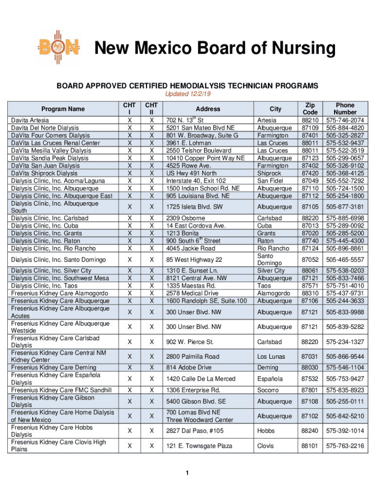 Fillable Online Initial Hemodialysis Technician Program Application Fax Email Print - pdfFiller