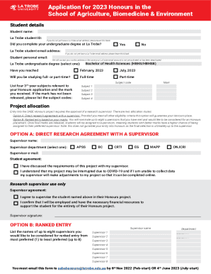 Fillable Online Revised program of study for honours students form Fax Email Print - pdfFiller