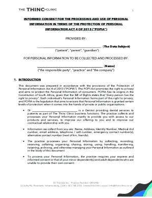Fillable Online Informed Consent POPIA Thinc Clinic de Agrella ...