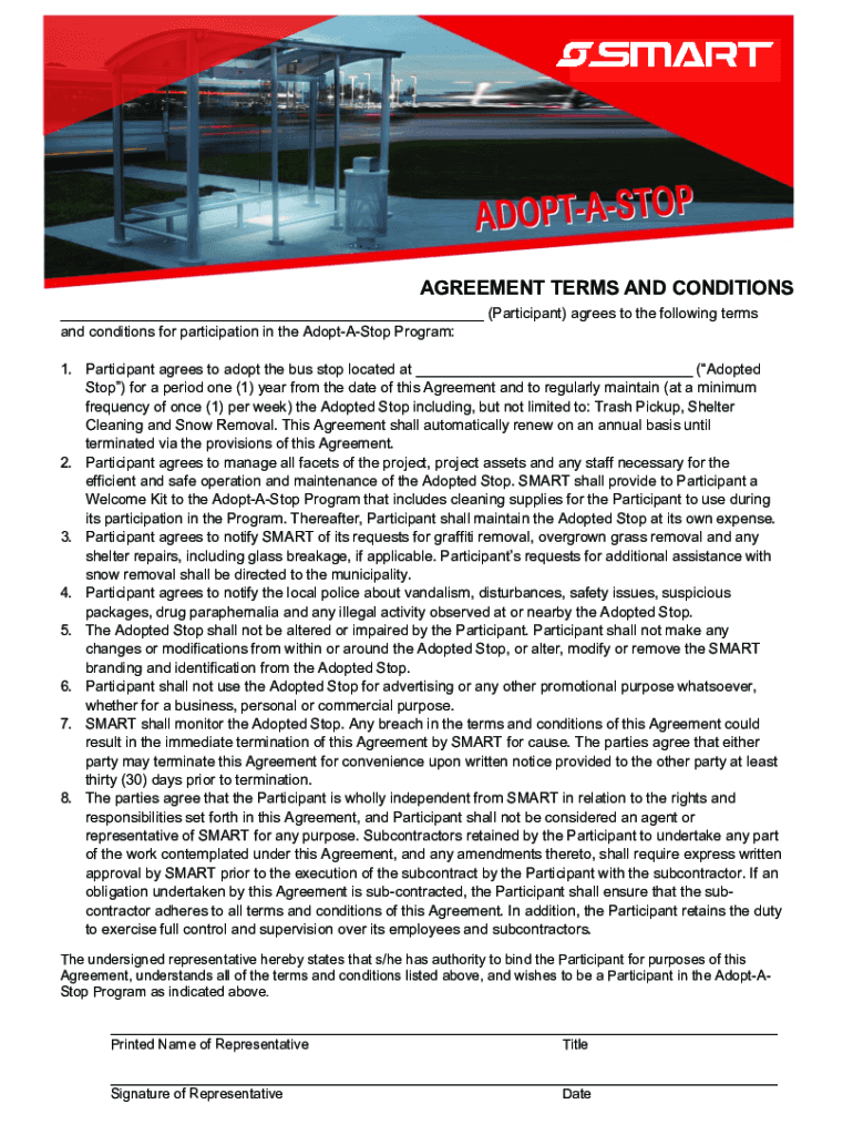 Fillable Online ADOPT-A-SPOT PROGRAM ADOPTION AGREEMENT Fax Email Print ...