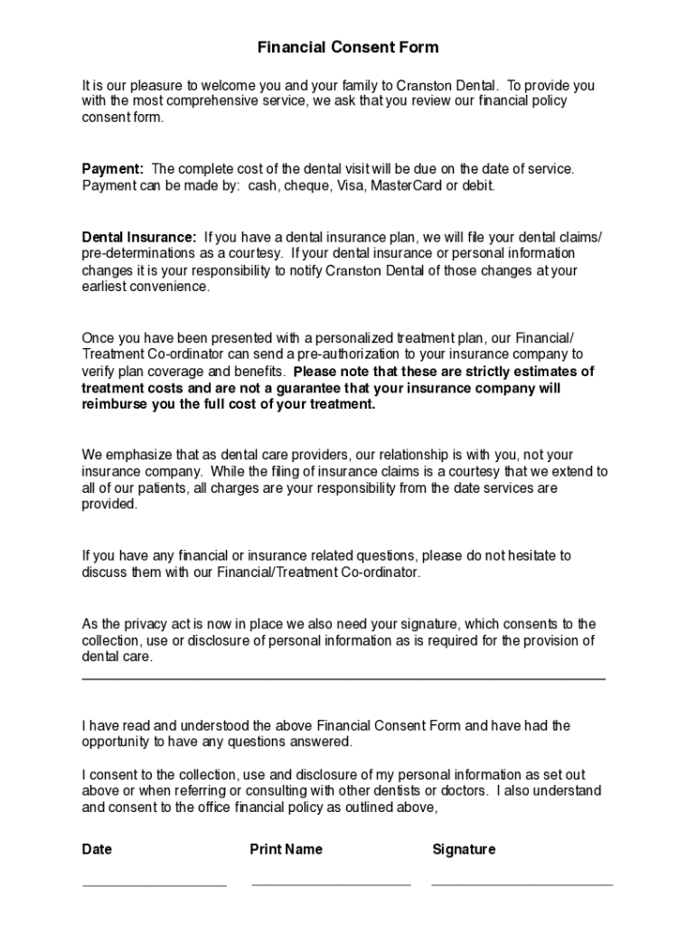 Fillable Online Financial Consent Form (New) Fax Email Print - pdfFiller