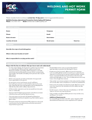 Fillable Online WELDING AND HOT WORK PERMIT FORM Fax Email Print ...