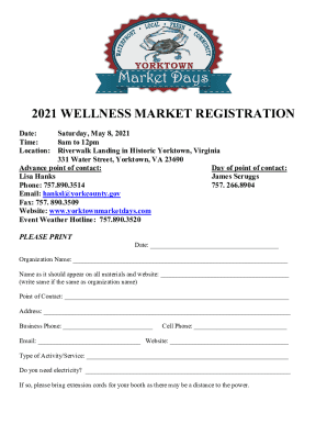 Fillable Online 2021 Wellness Market Registration Form Fax Email Print ...