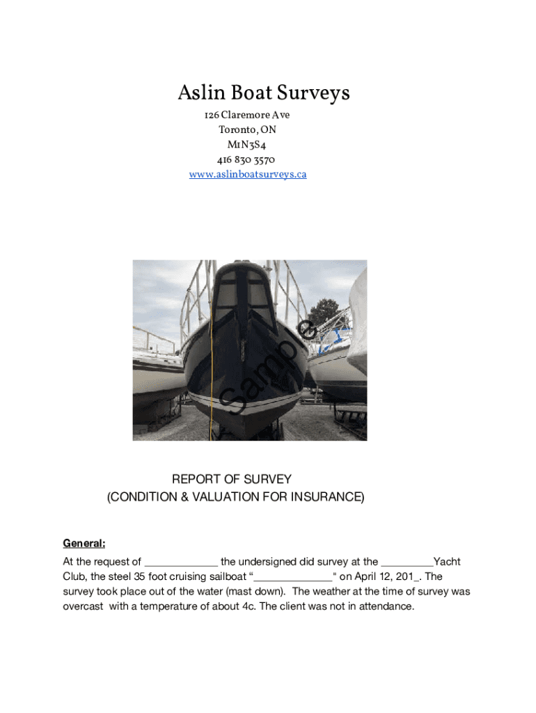 Fillable Online Sample - Aslin Boat Surveys Fax Email Print - pdfFiller