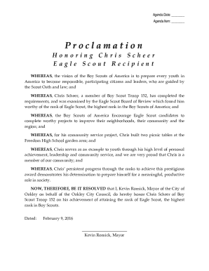 Fillable Online Proclamation - Honoring Andrew Oort Eagle Scout ...