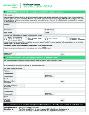 Fillable Online NOMINATION FORM FOR 2023 ELECTION Fax Email Print - pdfFiller