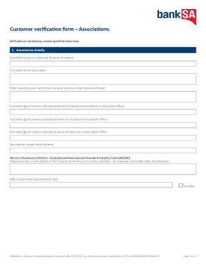 Fillable Online Customer verification form Associations. Fax Email ...