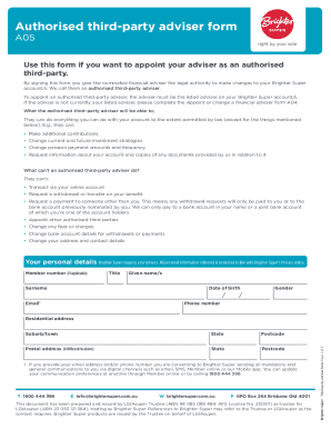Fillable Online Authorised third-party adviser form (A05) Fax Email ...