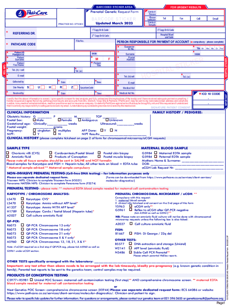 Fillable Online Prenatal Request Form.cdr Fax Email Print - pdfFiller
