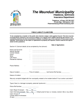 Fillable Online public liability claim form Fax Email Print - pdfFiller