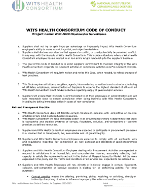 Fillable Online Procurement Code of Conduct for Suppliers and Staff WHC ...