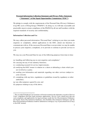 Fillable Online Personal Information Collection Statement and Privacy ...