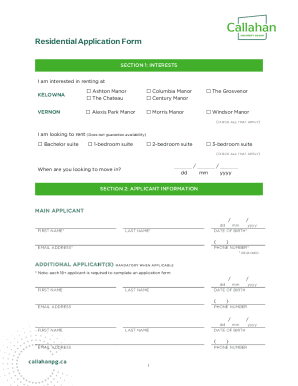 Fillable Online Residential Application Form Final Fax Email Print ...