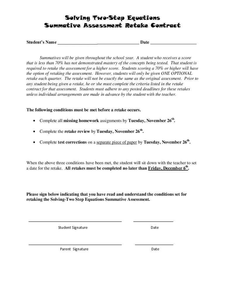 Fillable Online Solving Two-Step Equations Summative Assessment ... Fax ...
