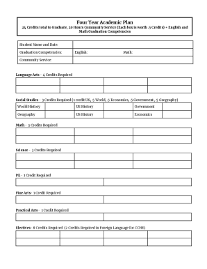 Fillable Online 4 Year Academic Plan Form (new) Fax Email Print - pdfFiller