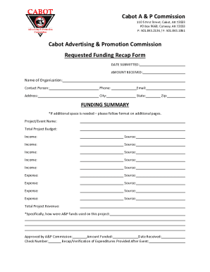 Fillable Online Funding Request Recap Form PDF Fax Email Print - pdfFiller
