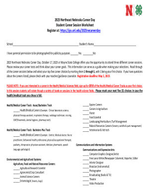 Fillable Online extension unl 2023 Career Day Break-Out SessionsWork ...