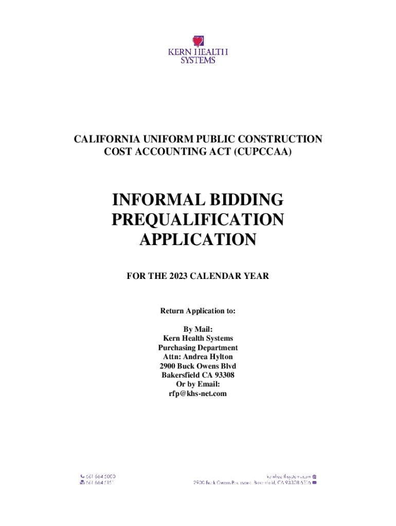 Fillable Online INFORMAL BIDDING PREQUALIFICATION APPLICATION Fax Email Print - pdfFiller