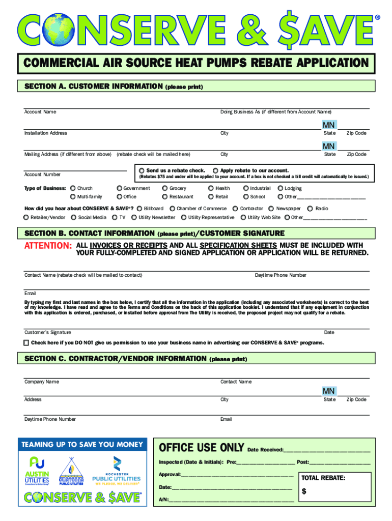 Fillable Online Commercial air conditioner and heat pump rebates Fax ...