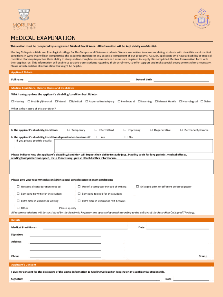 Fillable Online Medical Examination form Fax Email Print - pdfFiller