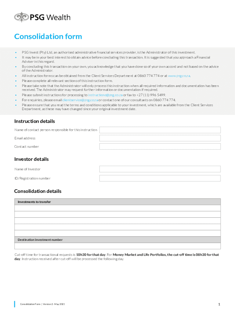 Fillable Online Consolidation form Fax Email Print - pdfFiller