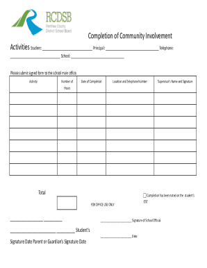 Fillable Online Completion of Community Involvement Activities - FORM ...